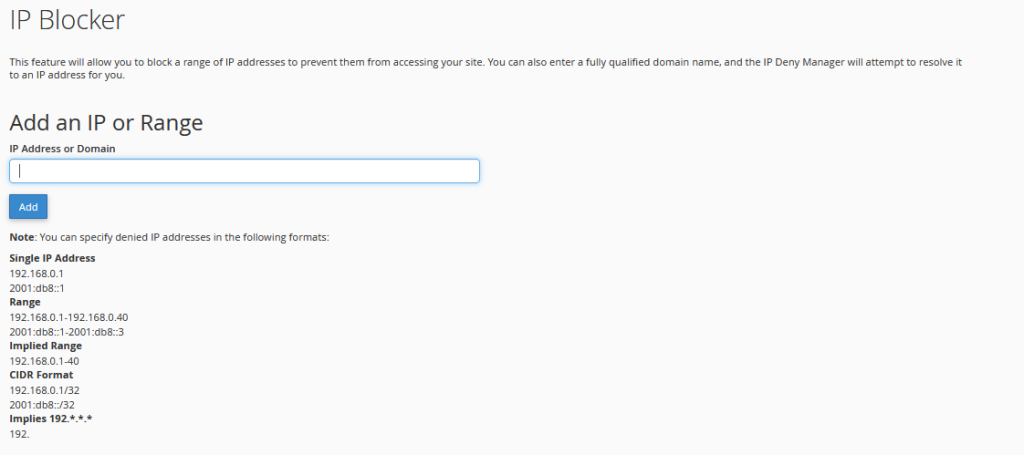 How To Use The Ip Blocker In Cpanel Quick Guide Webhosting Delhi1